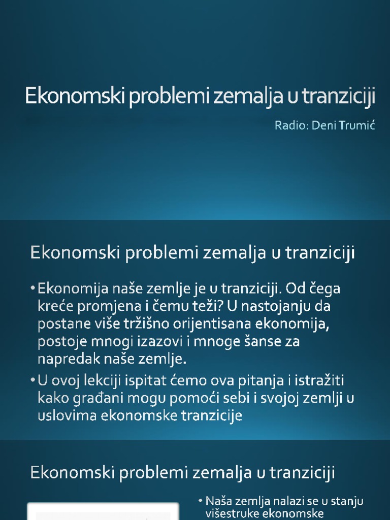 Ekonomski Problemi Zemalja U Tranziciji | PDF