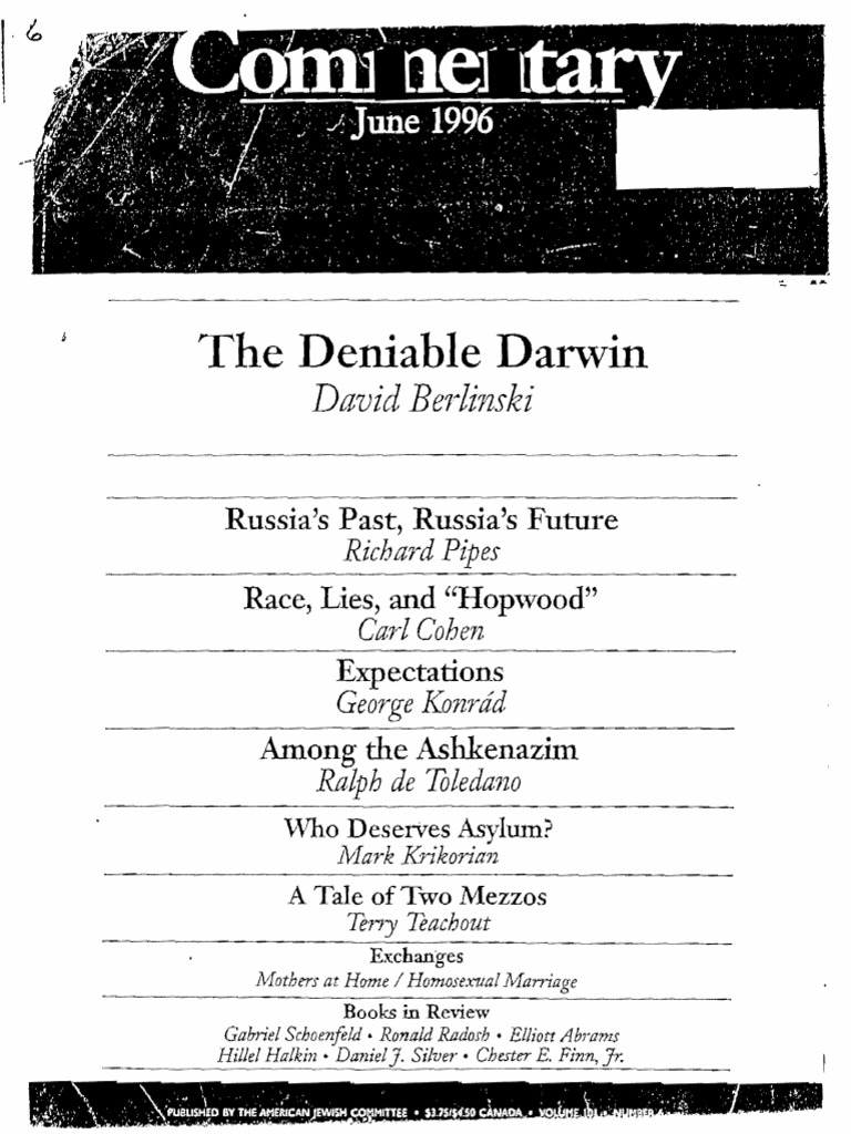 The Deniable Darwin David Berlinski PDF | PDF | Biology | Nature