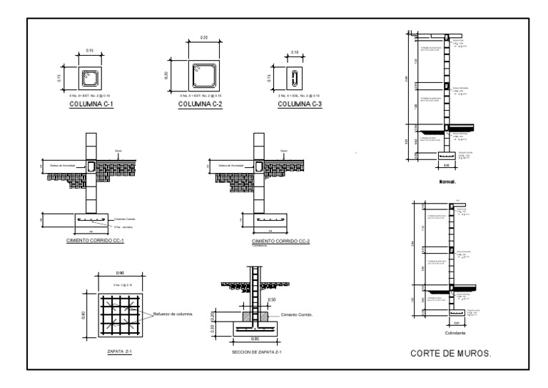 PLANO DE CIMIENTOS Y COLUMNAS.pdf | Edificios y estructuras de ...