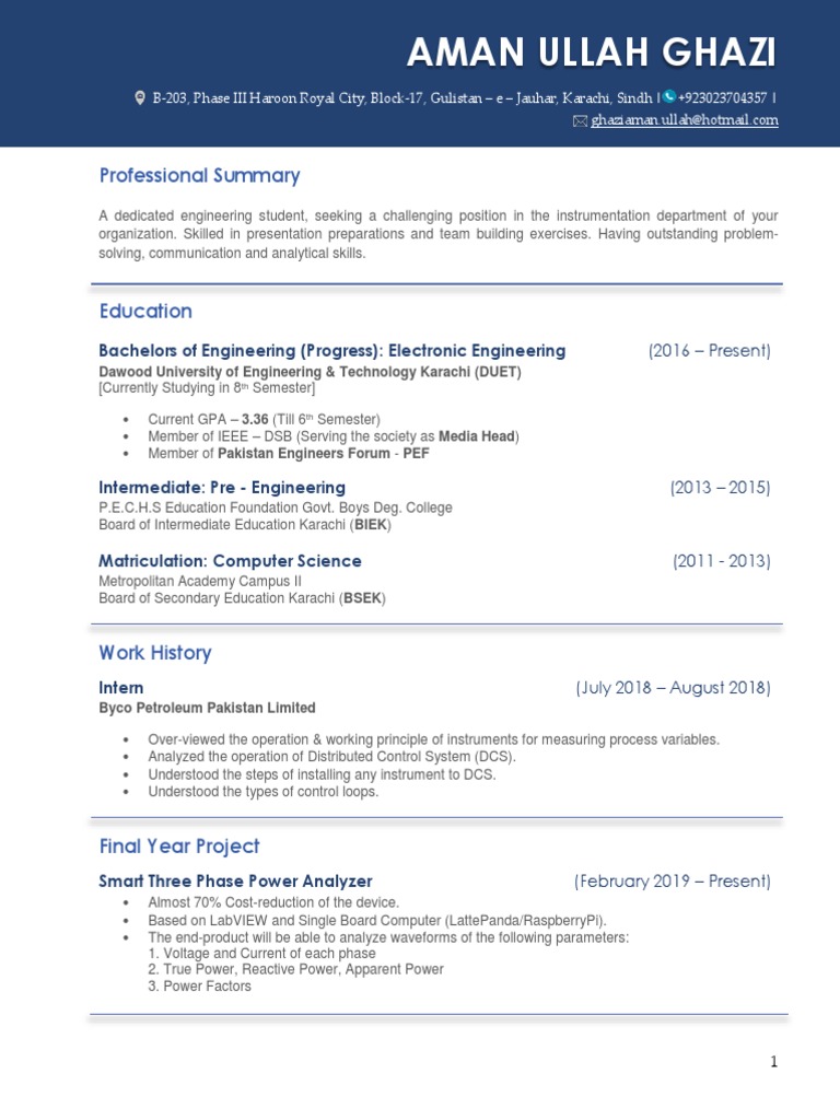 Aman Ullah Ghazi: Professional Summary | PDF | Programmable Logic Controller | Systems Theory