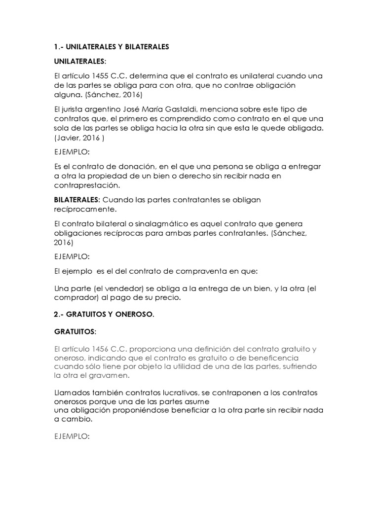 Contratos Unilaterales | PDF | Garantía | Derecho contractual