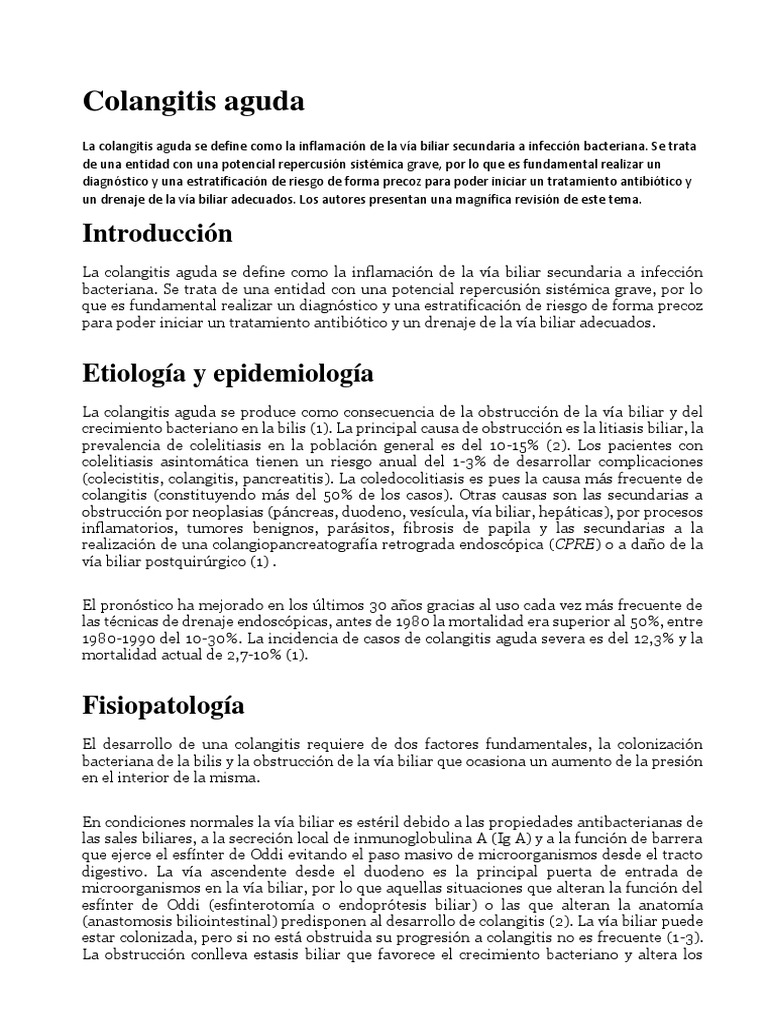 Colangitis Aguda: Diagnóstico y Tratamiento | PDF | Especialidades ...