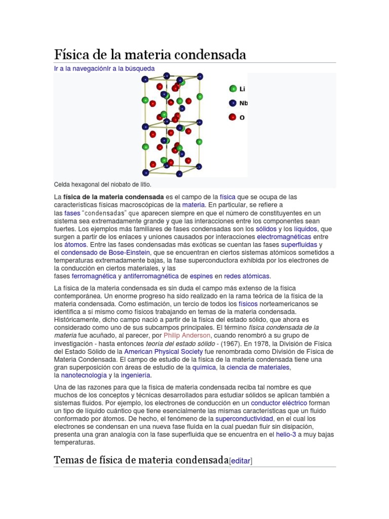 Materia Condensada 1 | PDF | Física de la Materia Condensada | Ciencia ...