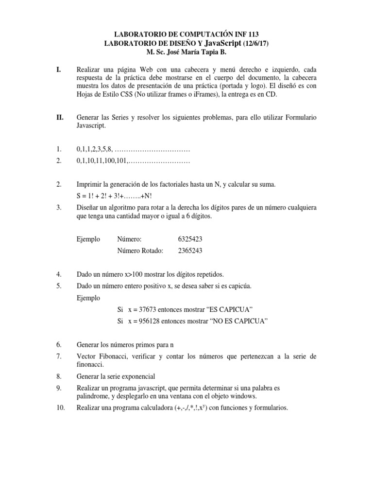 Practica JavaScript INF113 I 17 | PDF
