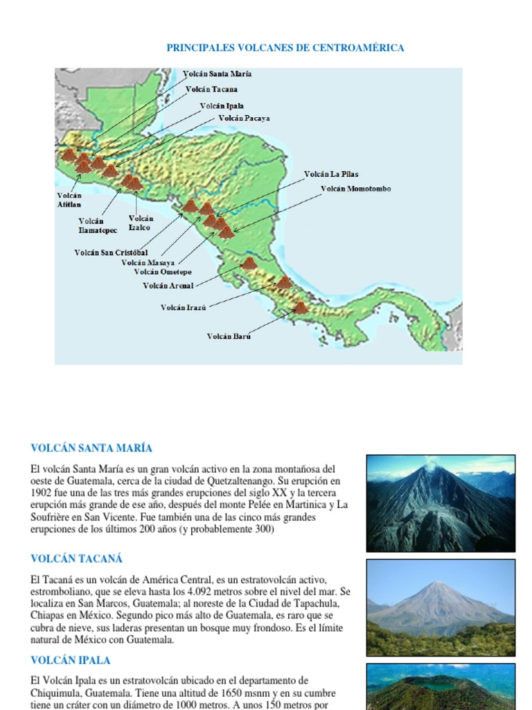 Principales Volcanes de Centroamérica | PDF | Volcán | Formaciones ...