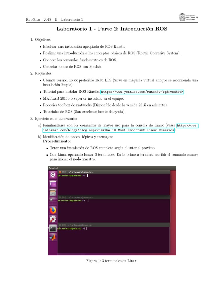 Lab 1 ROS | PDF | Interfaz de línea de comando | Ingeniería Informática