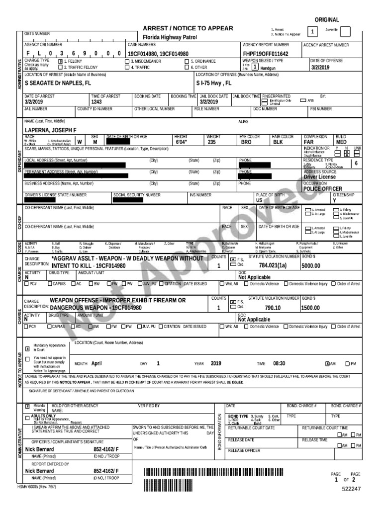 Joseph LaPerna Arrest Report | PDF