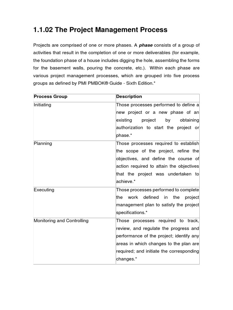 1.1.02 The Project Management Process | PDF | Project Management | Business
