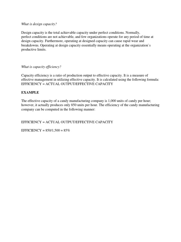 Understanding Design Capacity and Efficiency | PDF | Business ...