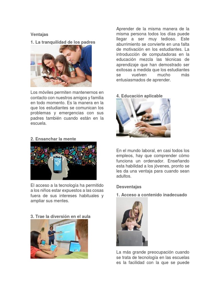 Ventajas y Desventajas de La Tecnologia | PDF | Aprendizaje | Salón de ...