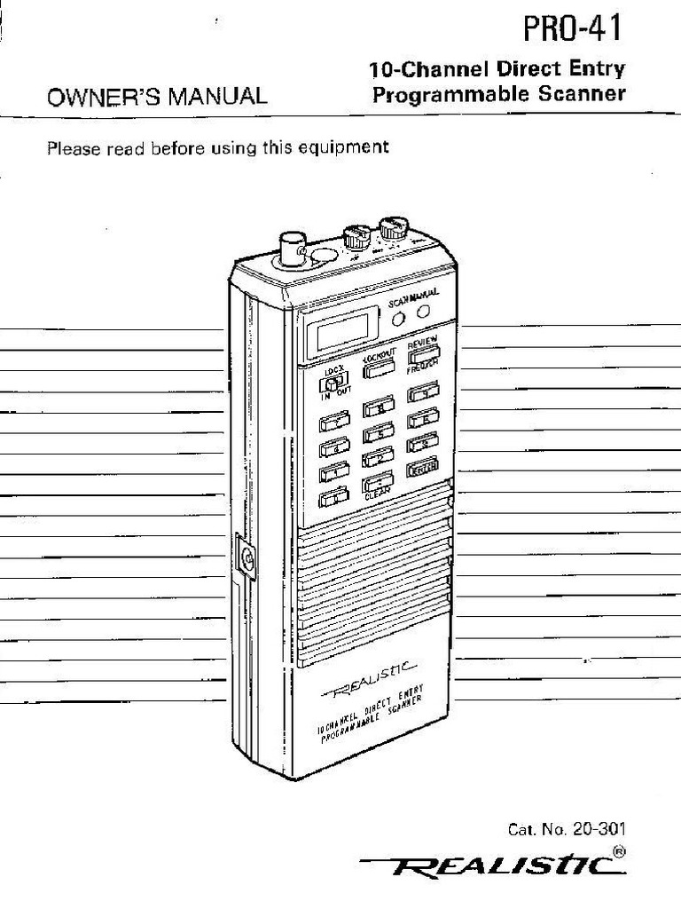 Radio Scanner Realistic Pro-41 PRO-41 (Owner's Manual) | PDF