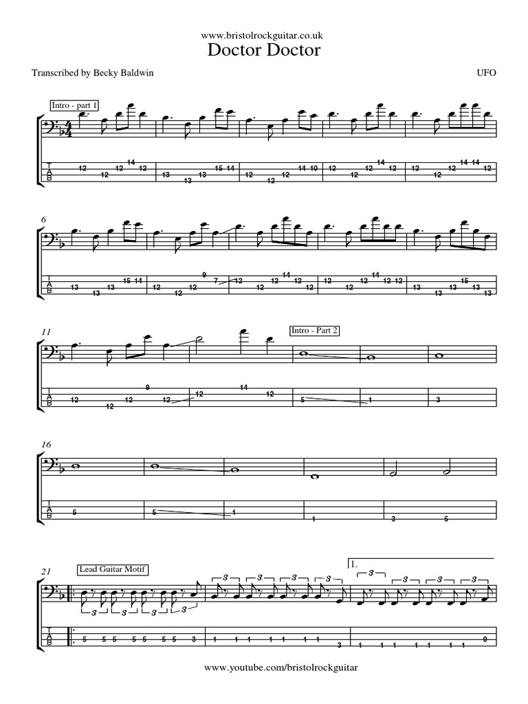 Doctor Doctor Bass Transcription UFO | PDF | Musical Forms | Songs