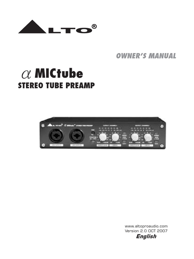 Mictube: Stereo Tube Preamp | PDF | Microphone | Sound Technology