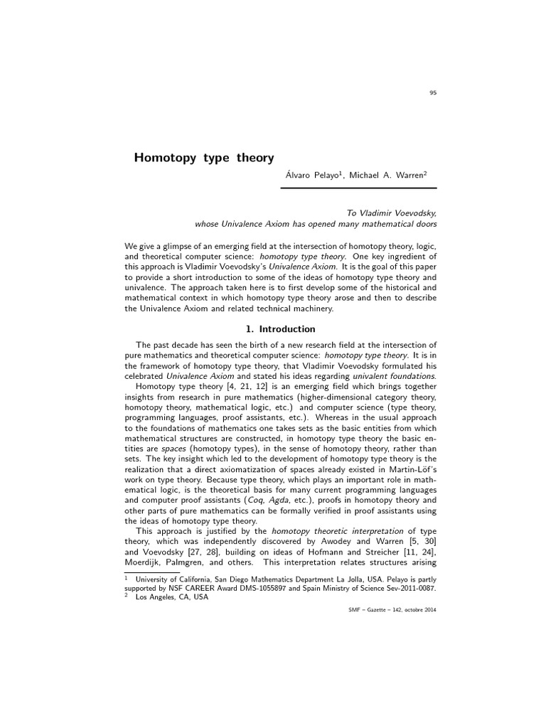 Homotopy Type Theory | PDF | Teaching Mathematics | Mathematical Structures