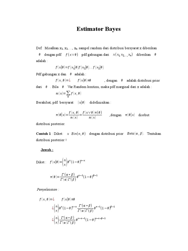Estimator Bayes: Contoh 1: Diket | PDF | Statistical Theory | Teaching Mathematics