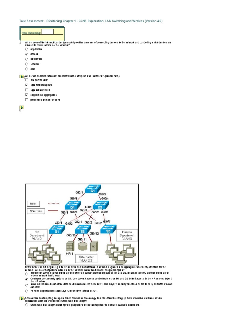 Take Assessment Eswitching Chapter 1 Ccna Exploration Lan