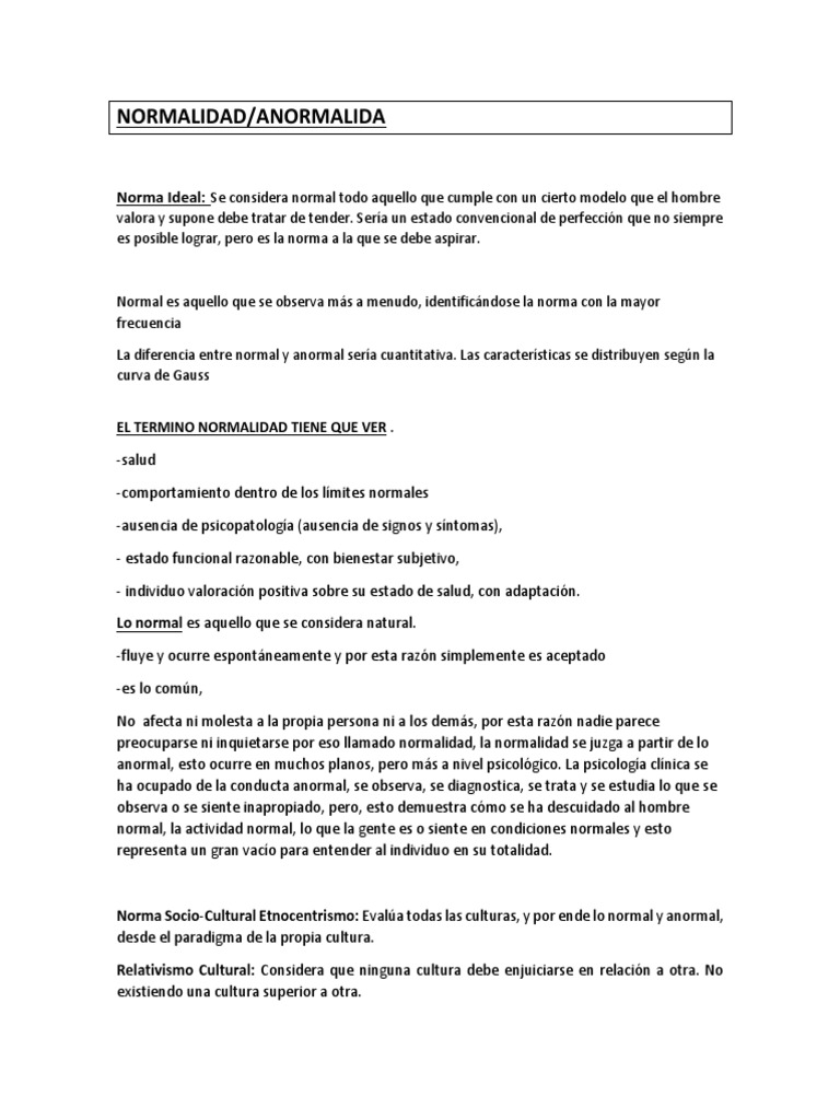 Normalidad y Anormalidad | PDF | Salud mental | Psicología anormal