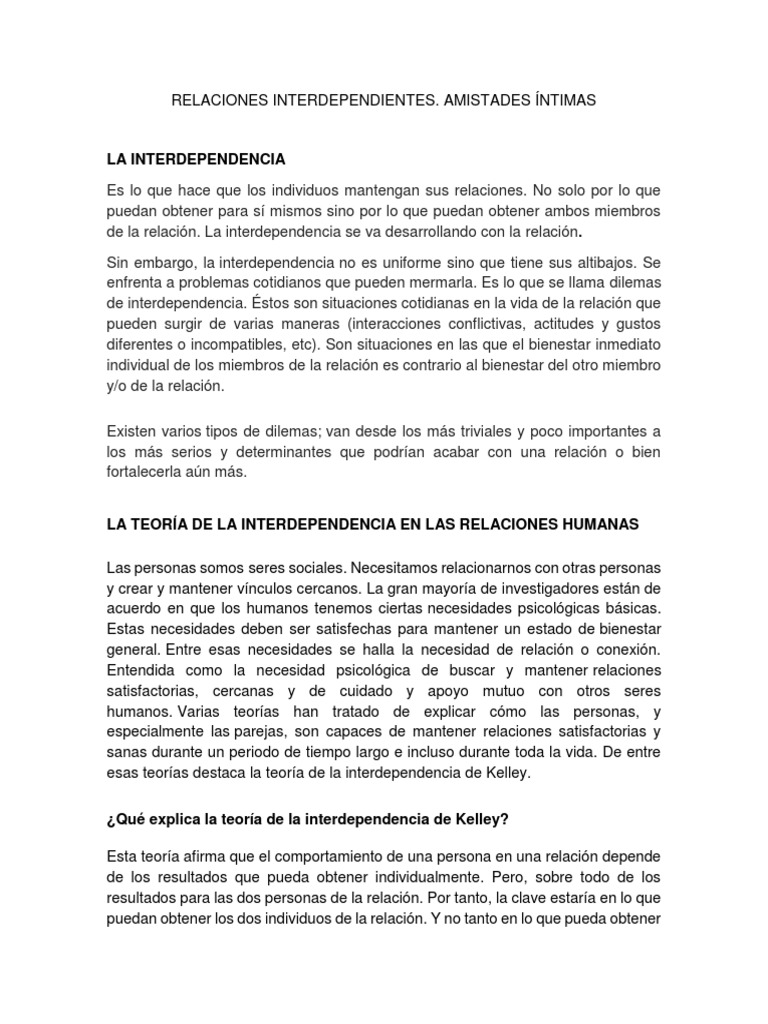 Relaciones Interdependientes | PDF | Bienestar | Motivación