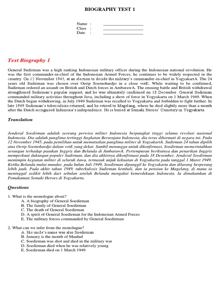 Biography Test 1 | PDF | Nature