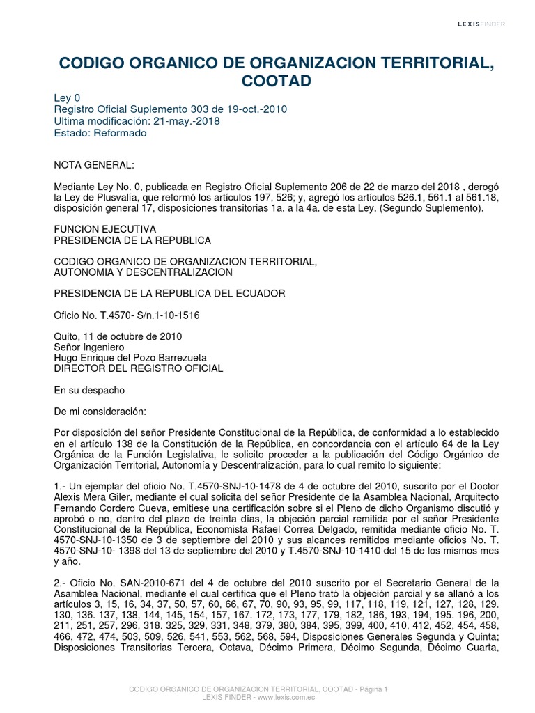 Cootad PDF | PDF | Ecuador | Gobierno