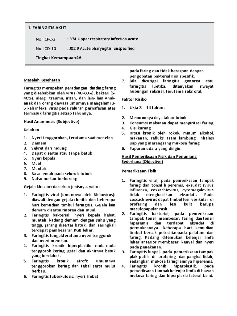 Faringitis Akut pada Anak | PDF