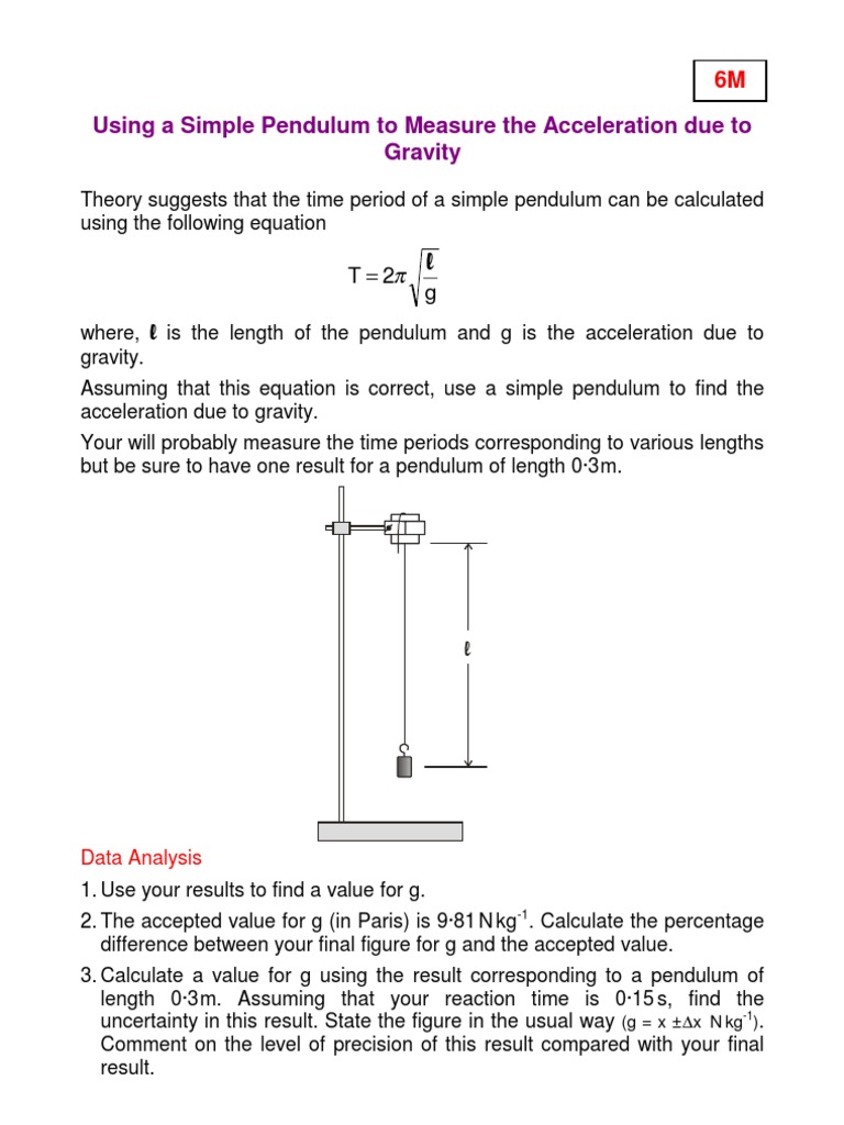 Measure Gravity with a Simple Pendulum | PDF | Science & Mathematics