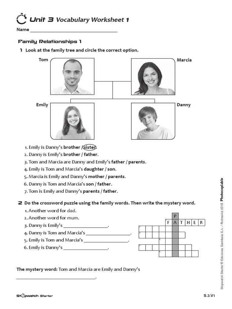 Family Relationships Vocabulary Worksheet | PDF