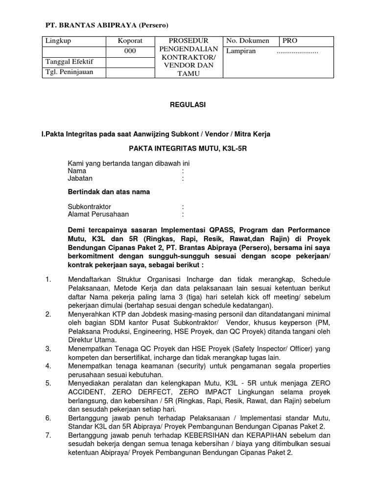 Pakta Integritas QPASS | PDF