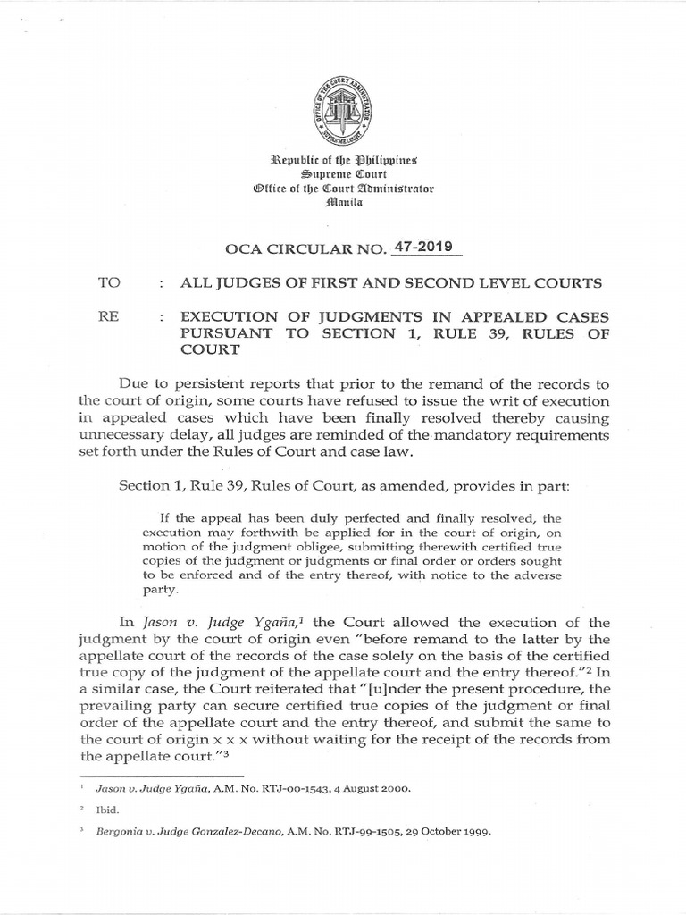 OCA Circular No. 47 2019 PDF | PDF