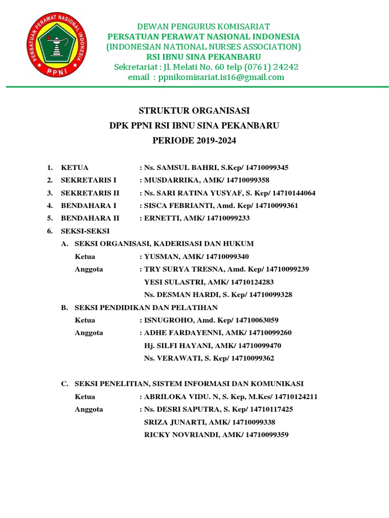 Uraian Tugas DPK Rsi. Ibnu Sina Periode 2019-2024 Terbaru | PDF
