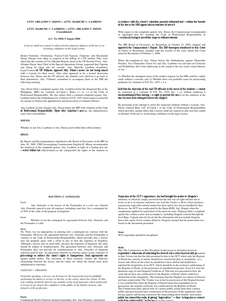 Atty. Orlando V. Dizon V. Atty. Marichu C. Lambino | PDF | Lawyer | Notary Public