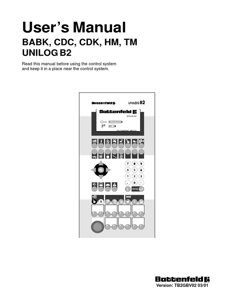 UNILOG B2 Control System Manual | PDF | Menu (Computing) | Computer ...
