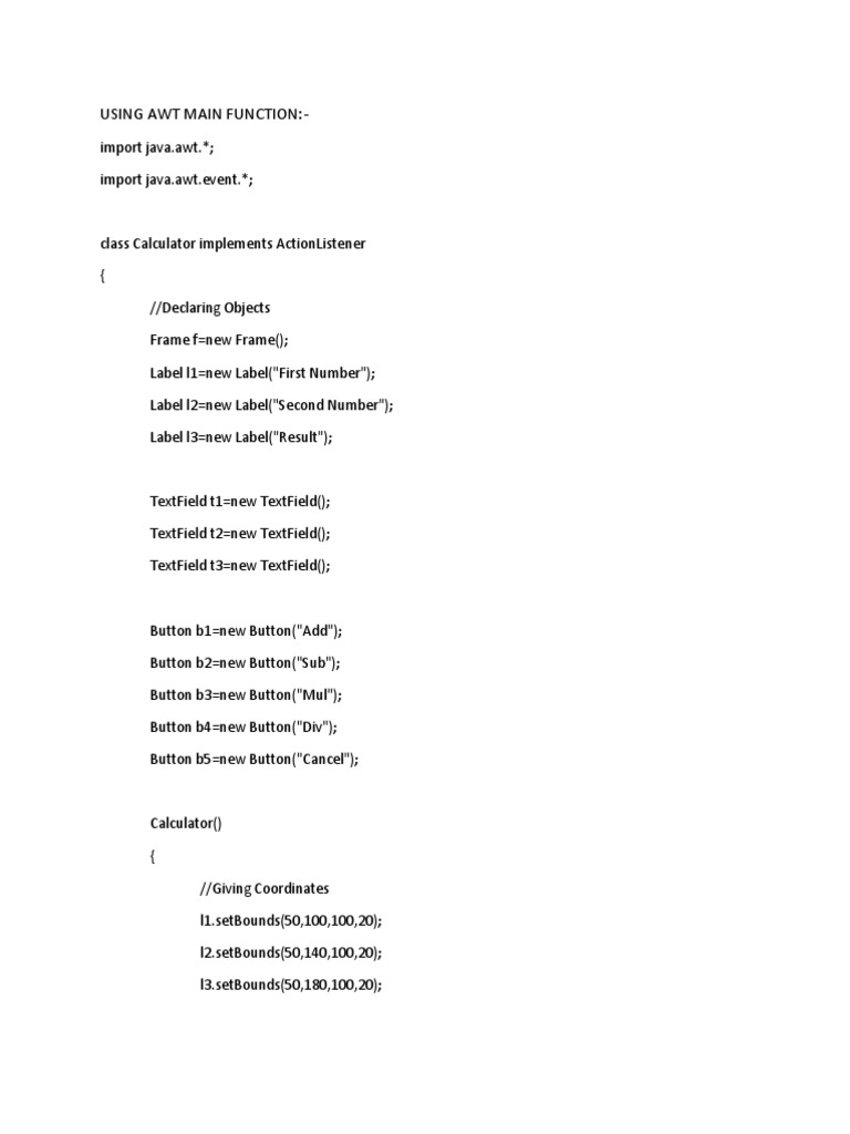 Using Awt Main Function | PDF | Programming Paradigms | Object Oriented Programming