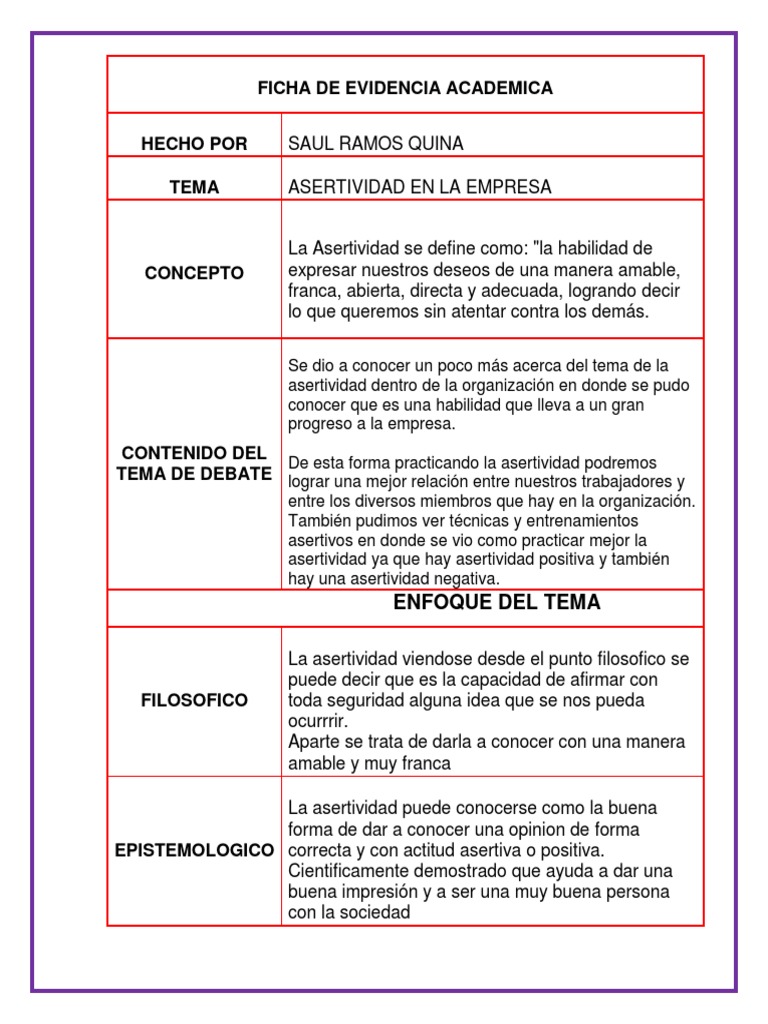 Ficha de Evidencia Academica | PDF | Outsourcing | Conocimiento