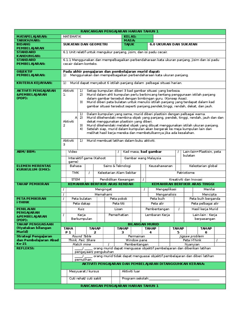 Ukuran Dan Sukatan (Thn1) | PDF
