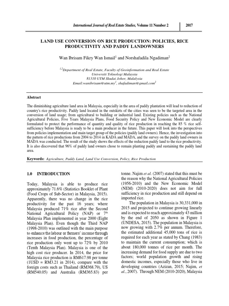04 Land Use Conversion On Rice Production Policies Rice Productivity ...