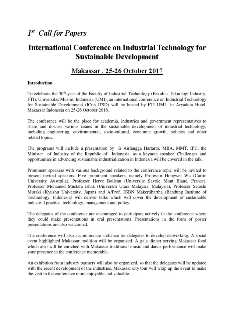 Call For Papers IC-ICSD Mas Slamet | PDF | Nature