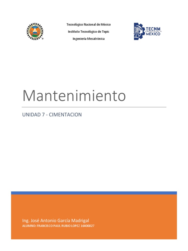 Mantenimiento Unidad 7 - Cimentacion | PDF | Fundación (Ingeniería ...