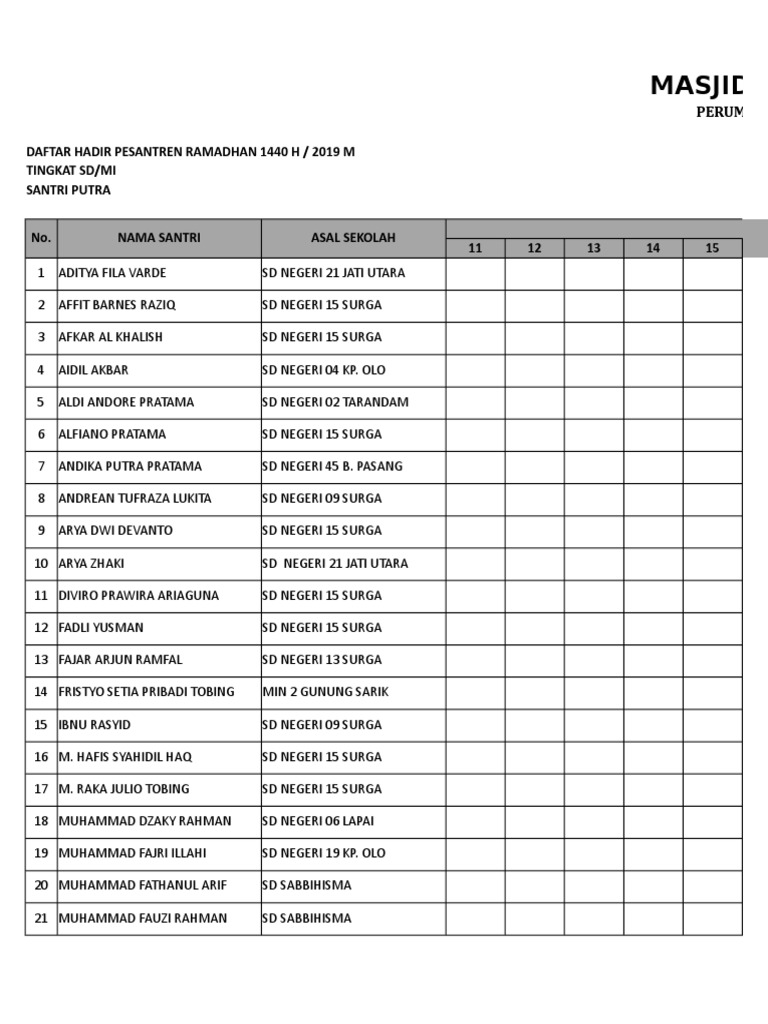 Absen Ramadhan 1440 H | PDF | Ramadan | Observances Set