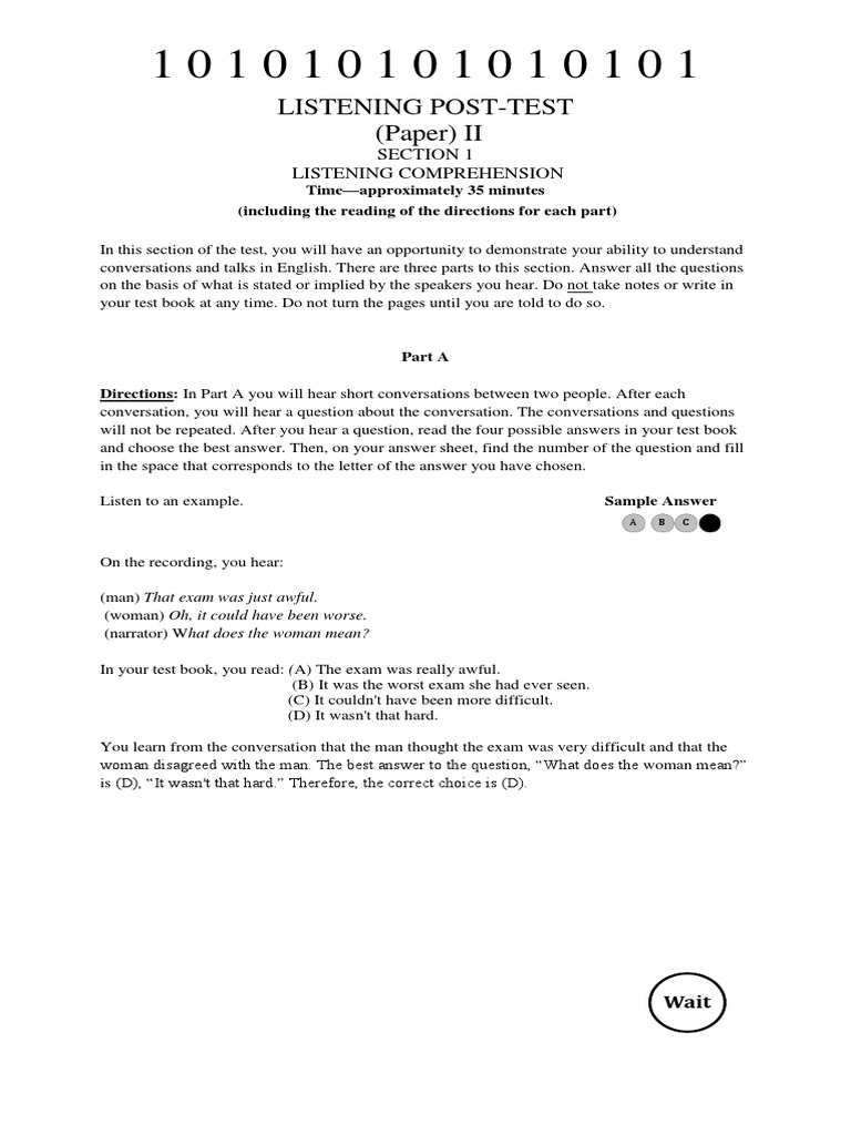 TOEFL Listening Post-Test Overview | PDF | Test (Assessment) | Conversation