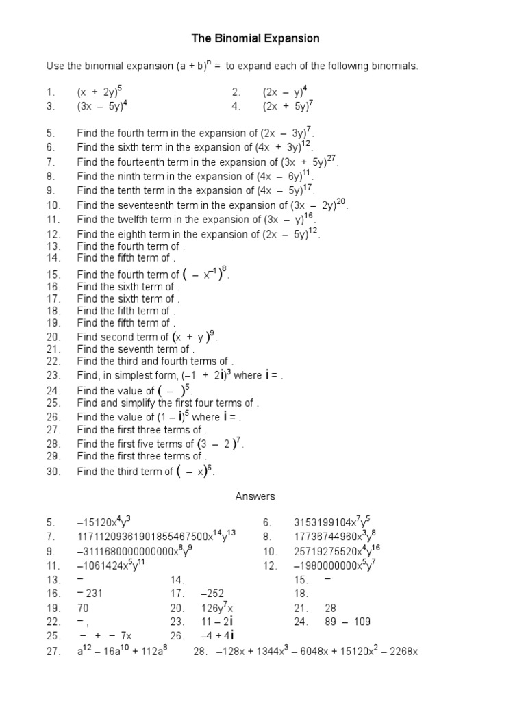Binomial Expansion Examples and Solutions | PDF | Teaching Methods ...