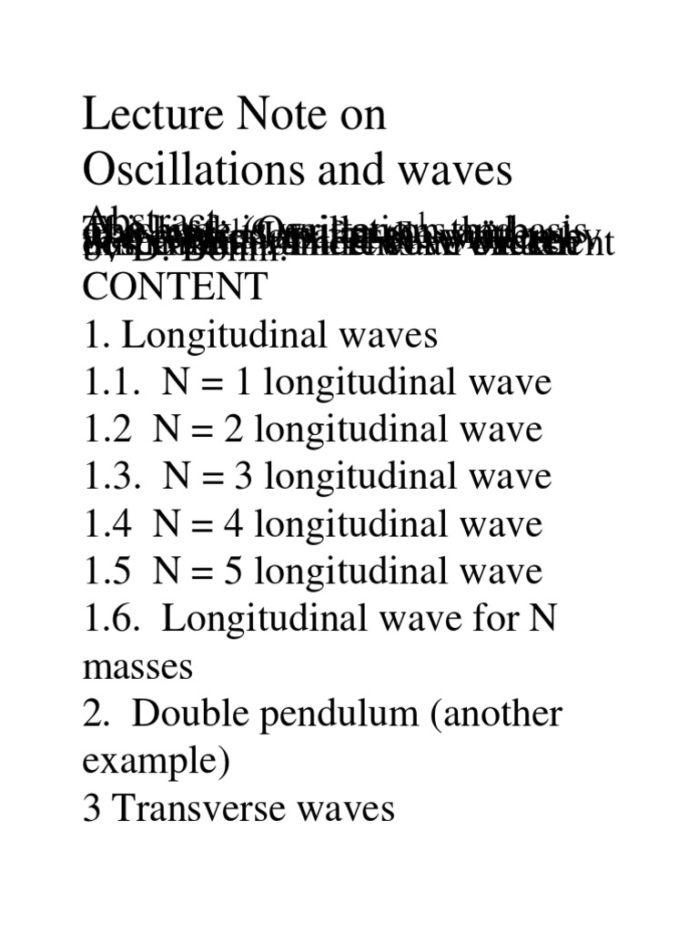 Lecture Note On Waves and Oscillations | PDF | Waves | Normal Mode