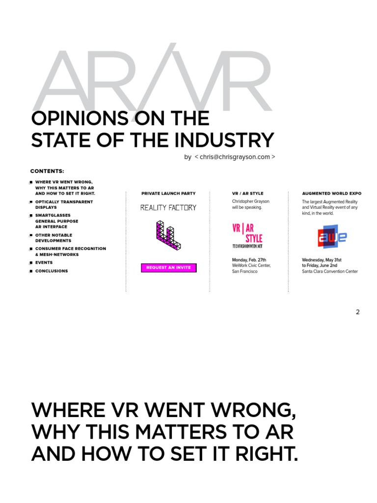 AR VR State of Industry Grayson | PDF | Virtual Reality | Augmented Reality