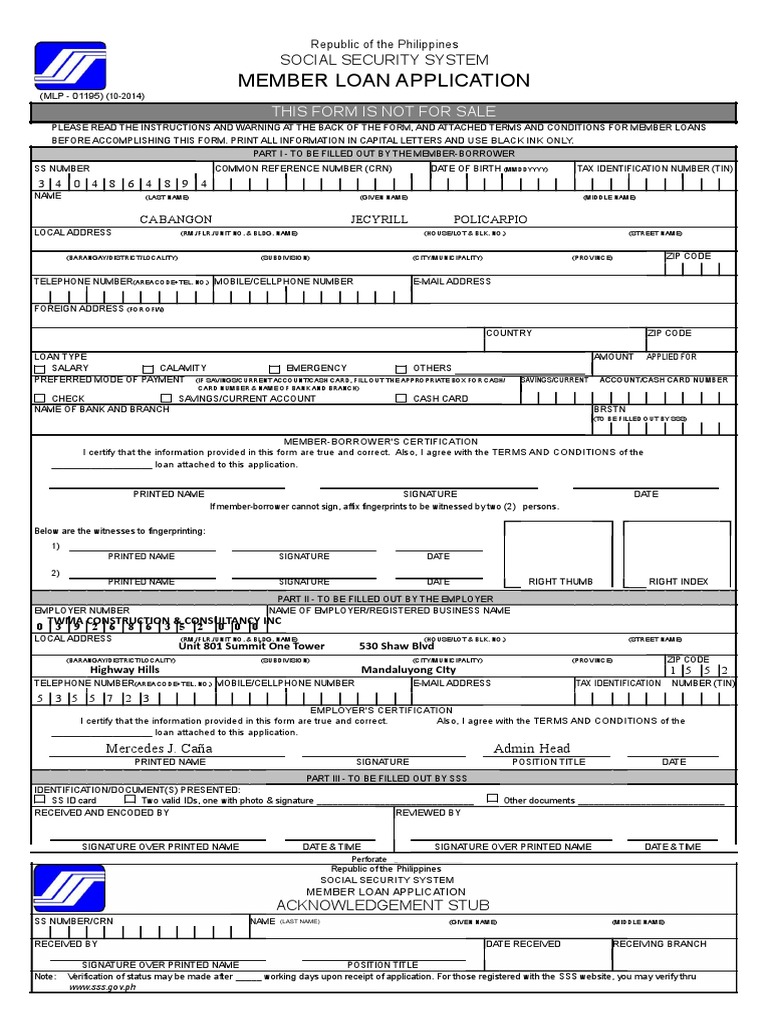 Member Loan Application: Social Security System | Download Free PDF | Identity Document | Loans
