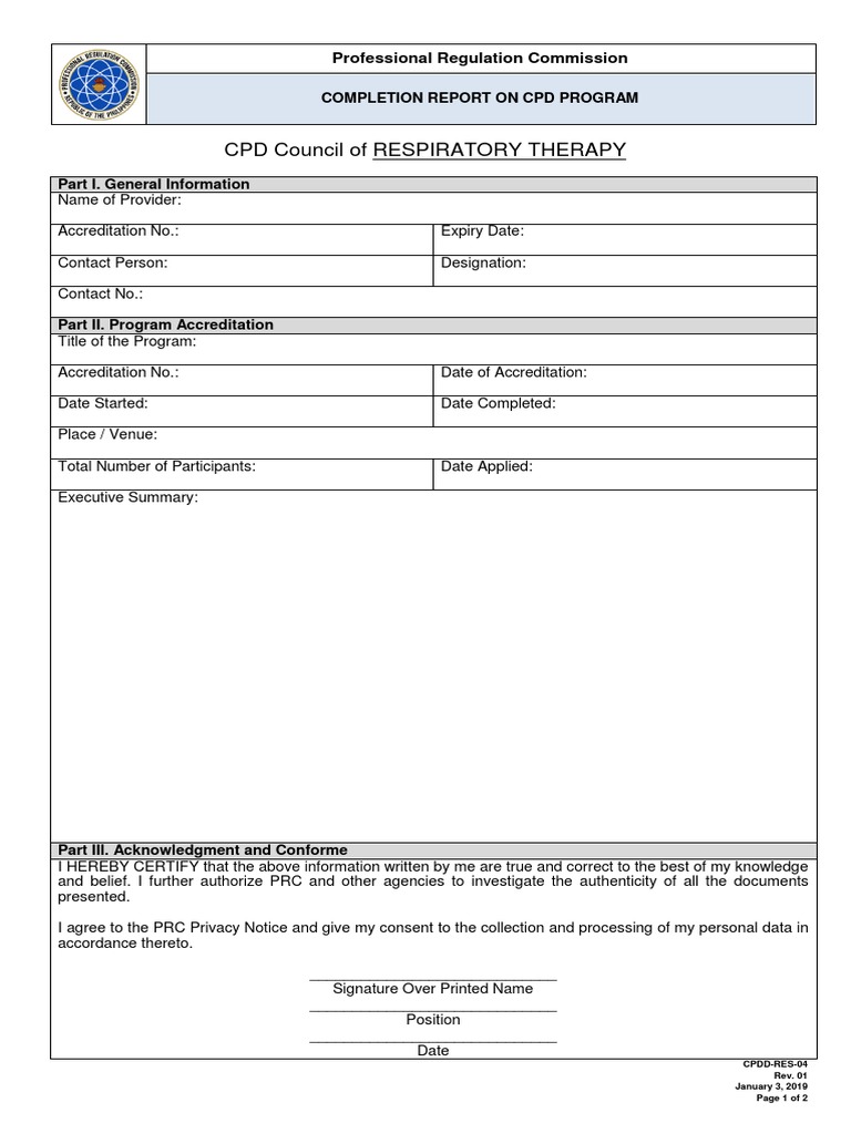 CPDD-RES-04 Rev 01 Completion Report Form | PDF | National Security ...