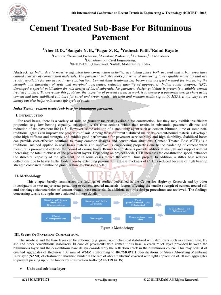Cement Treated Sub-Base For Bituminous Pavement: Aher D.D., Sangale Y ...