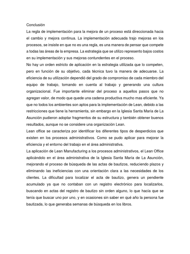 Lean Office Conclusion | PDF