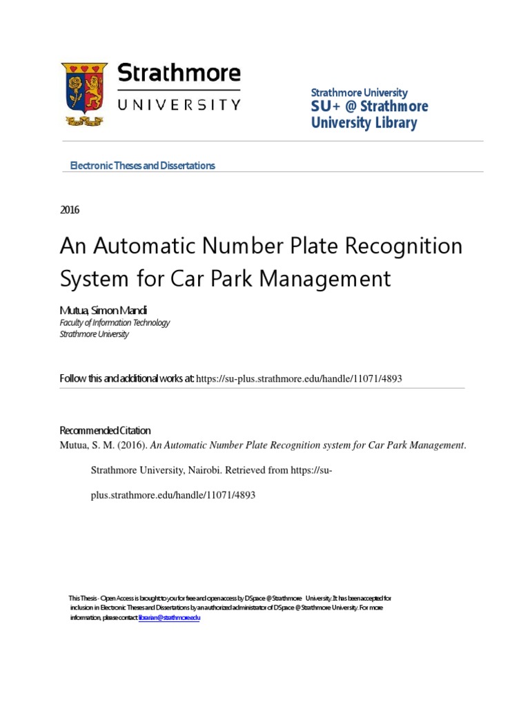 An Automatic Number Plate Recognition System For Car Park Management ...
