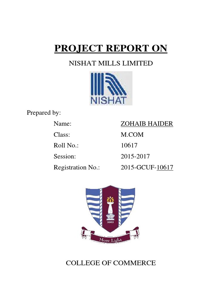 Project Report On: Nishat Mills Limited | PDF | Debits And Credits | Bookkeeping