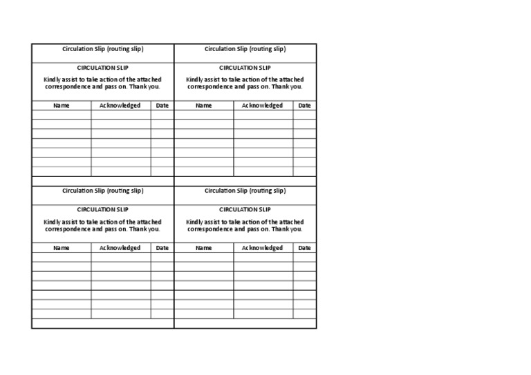 Circulation Slip (Routing Slip) Circulation Slip (Routing Slip) | PDF